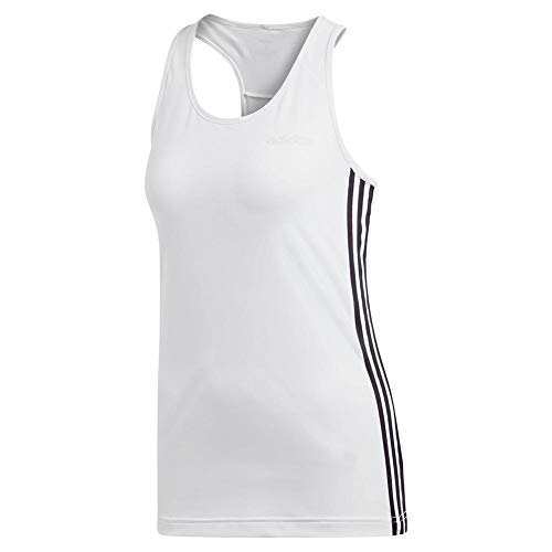 adidas Women's Design 2 Move 3-Stripes Training Tank Top, White, Medium