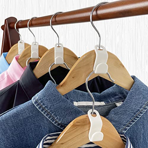 GJX 100Pcs Clothes Hanger Connector Hooks Cascading Hanger Plastic Hooks Extender Clips for Closet Hangers Space Saving and Organizer Clothes Closets (100 White)