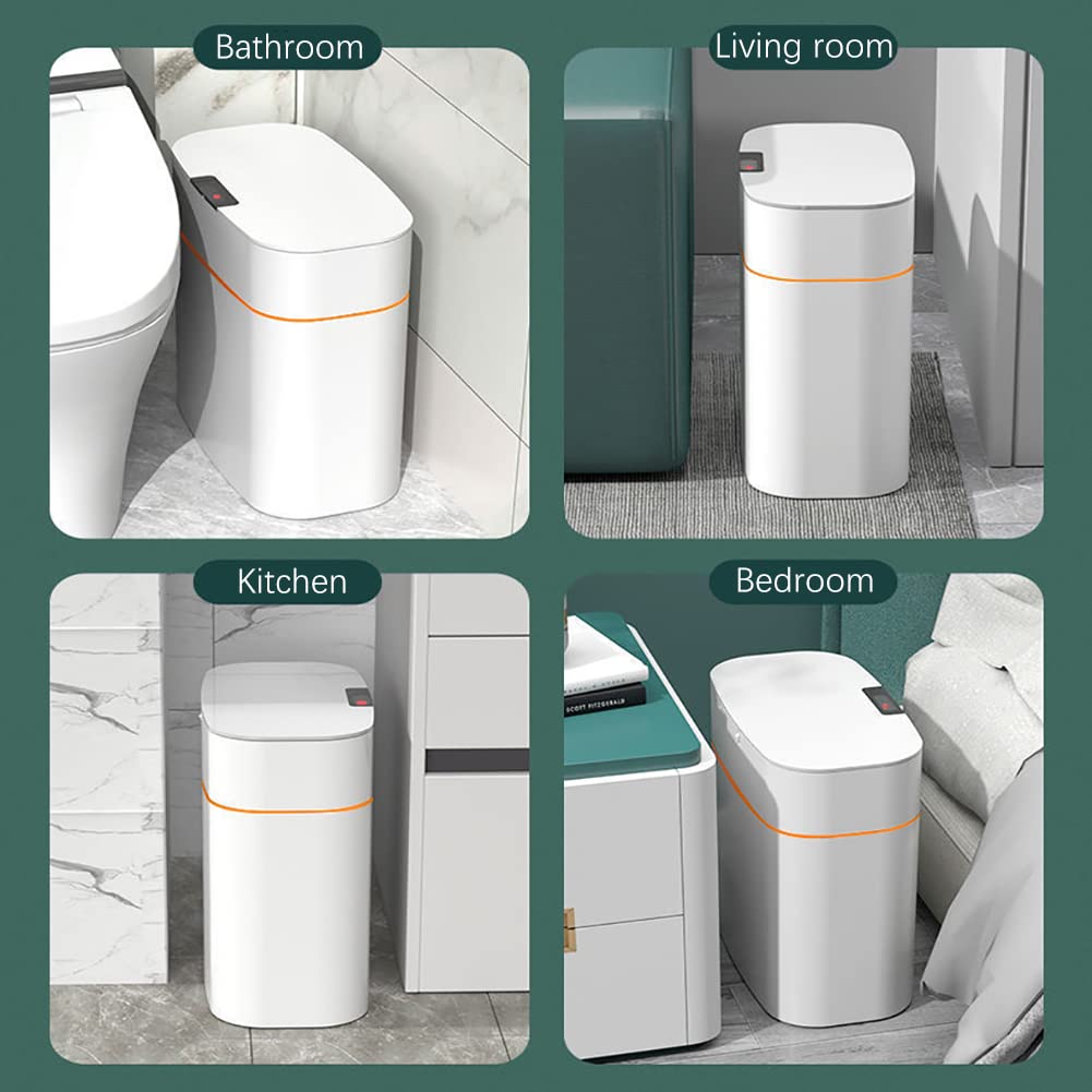 Kelendle Touchless Motion Sensor Trash Can - Automatic Garbage Can Kitchen Waste Bin Bedroom Trash Can with Lid for Home Office Decoration Orange Lid 4.5 Gallons