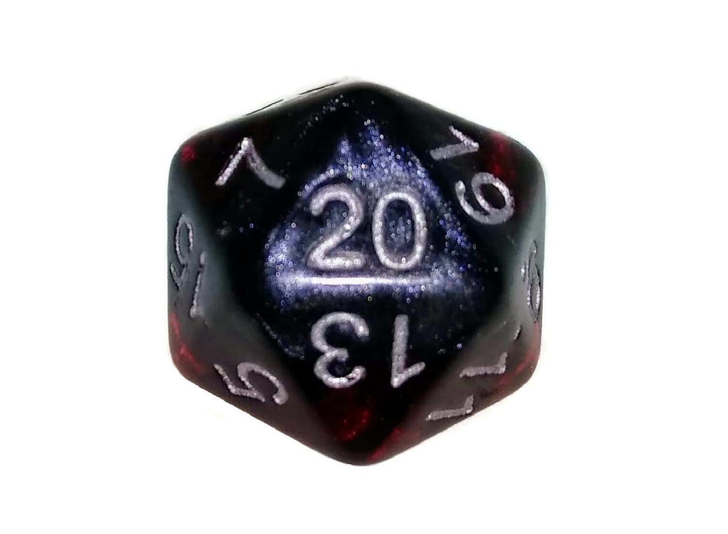 Marbled Black with a Ruby Red Translucent Vein Set of 10 Dice for Role-Playing Games (Includes a d20 Initiative Advantage Die and Two Special d6 Max Damage Dice) RPG