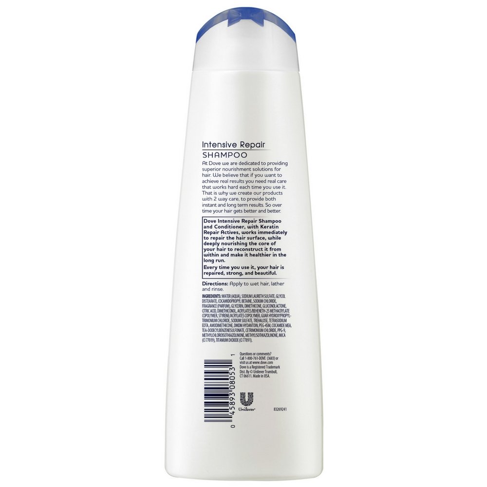 Dove Nutritive Solutions Strengthening Shampoo for Damaged Hair Intensive Repair Dry Hair Shampoo With Keratin Actives 12 oz, Pack of 6
