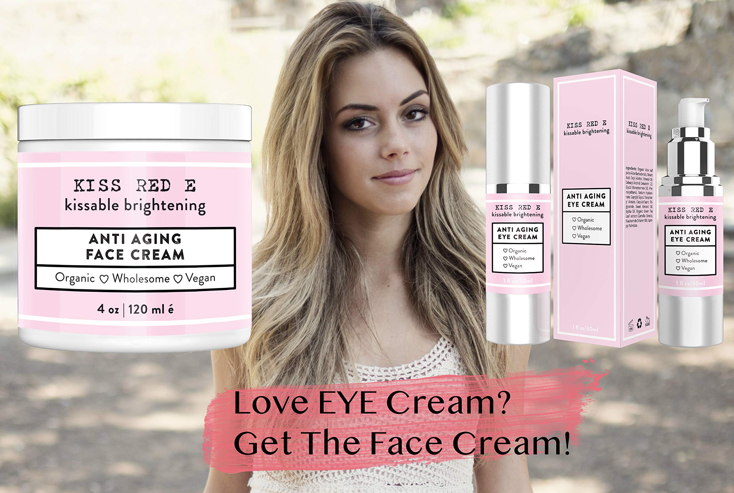 KissRedE Anti-Aging Eye Cream for Dark Circles, Puffiness, Fine Lines, and Wrinkles - Fragrance-Free, 1 Fl Oz