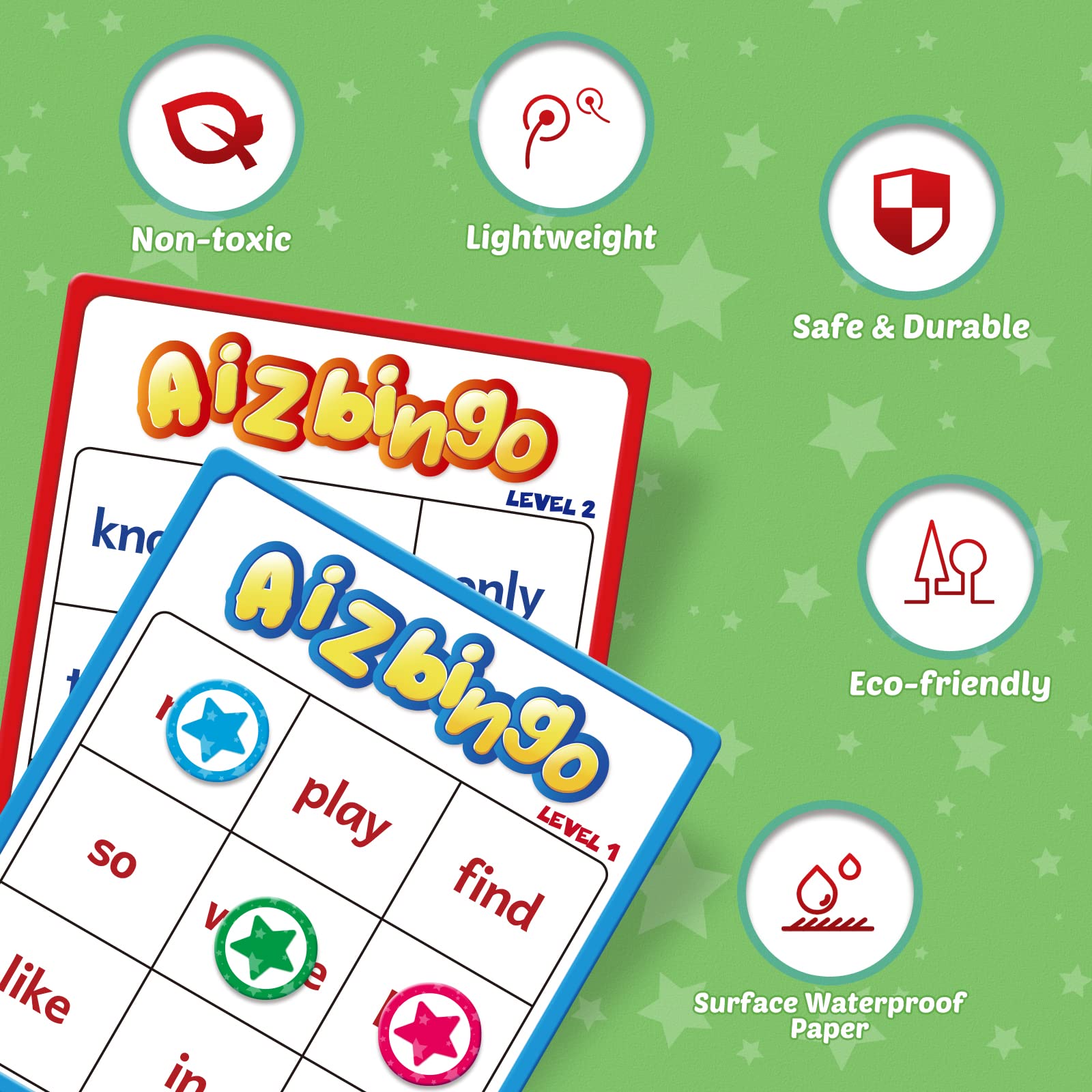 Aizweb Sight Word Game Bingo,Learn to Read Flash Card for Preschool Kindergarten 1st 2nd Grade,Educational Manipulative Toy for Kid,Reading Learning Games Site Word for Classroom Homeschool Supplies