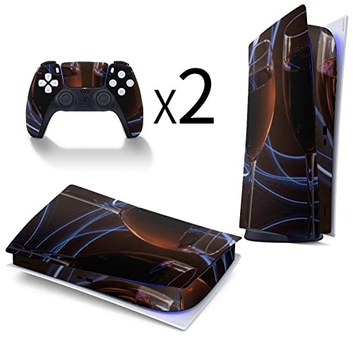 Alcohol Red Wine Full Protective Skin Cover Design Wrap Decal Sticker Compatible with PS5 Digital Edition Console and Controller