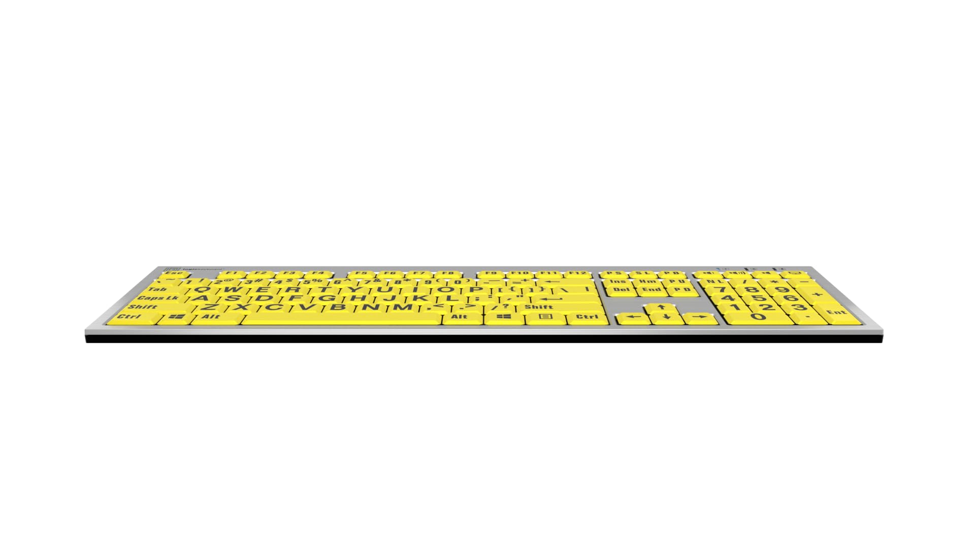 Logickeyboard 'Slimline' with Large Print • Black Letters on Yellow Keys • Made for Windows PC • Including LogicLight Lamp • p/n LKBU-LPRNTBY-AJPU-US