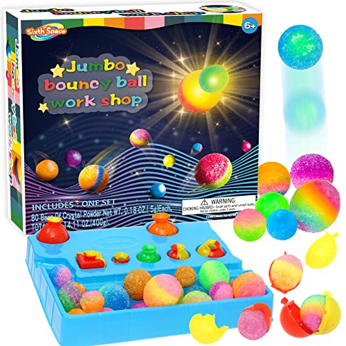 DIY Magic Light-up Jumbo Crystal Balls - Make Your Own Bouncy Ball Kit for Kids - STEM Science Craft Kits - Include 80 Bags of Crystal - Perfect Birthday Party Favors Gift for Boys & Girls Ages 6+