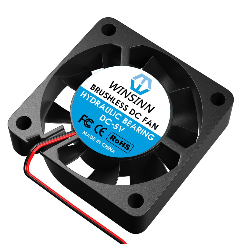 WINSINN 40mm Fan 5V, 3D Printer Micro 5 Volt Fans 4010 Hydraulic Bearing, Brushless Cooling 40mmx10mm 2PIN (Pack of 5Pcs)