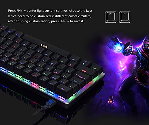 AG-AK33 75% Gaming Keyboard, 82 Keys Compact Mechanical Keyboard, RGB Backlit with 16.8 Million Colors, Anti-ghosting Design/Full Key Unbuffered/Programmable Macro, Blue Switch for Mac Windows