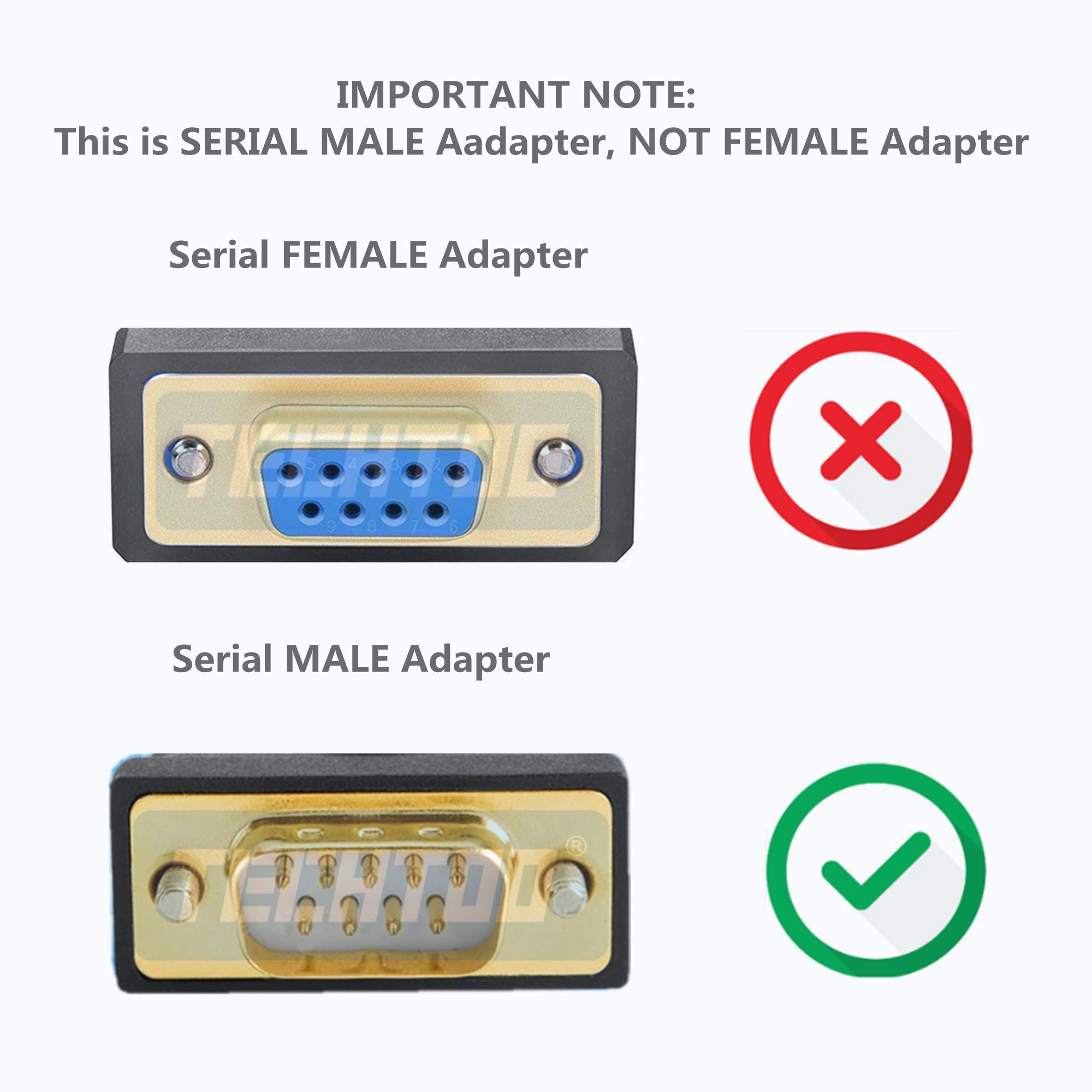 TECHTOO 4 Port Professional FTDI CHIP USB to Serial RS232 DB9 Adapter Converter Serial Cable 9-Pin Male to Male with Thumbscrews (W/Thumbscrews, 4 RS232 Port)