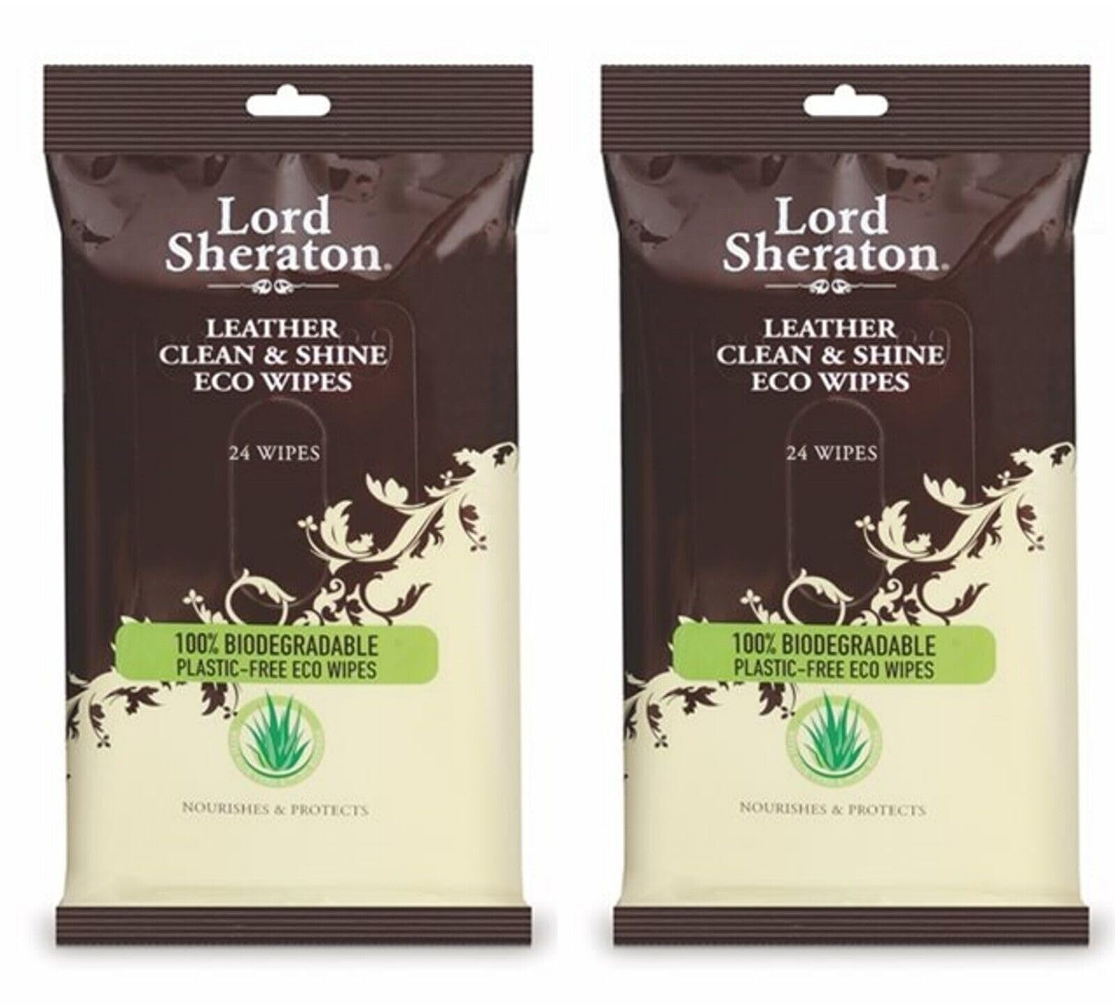 Lord Sheraton Leather Clean and Shine Eco Wipes - 24 in a pack - Two Packs (48 wipes)