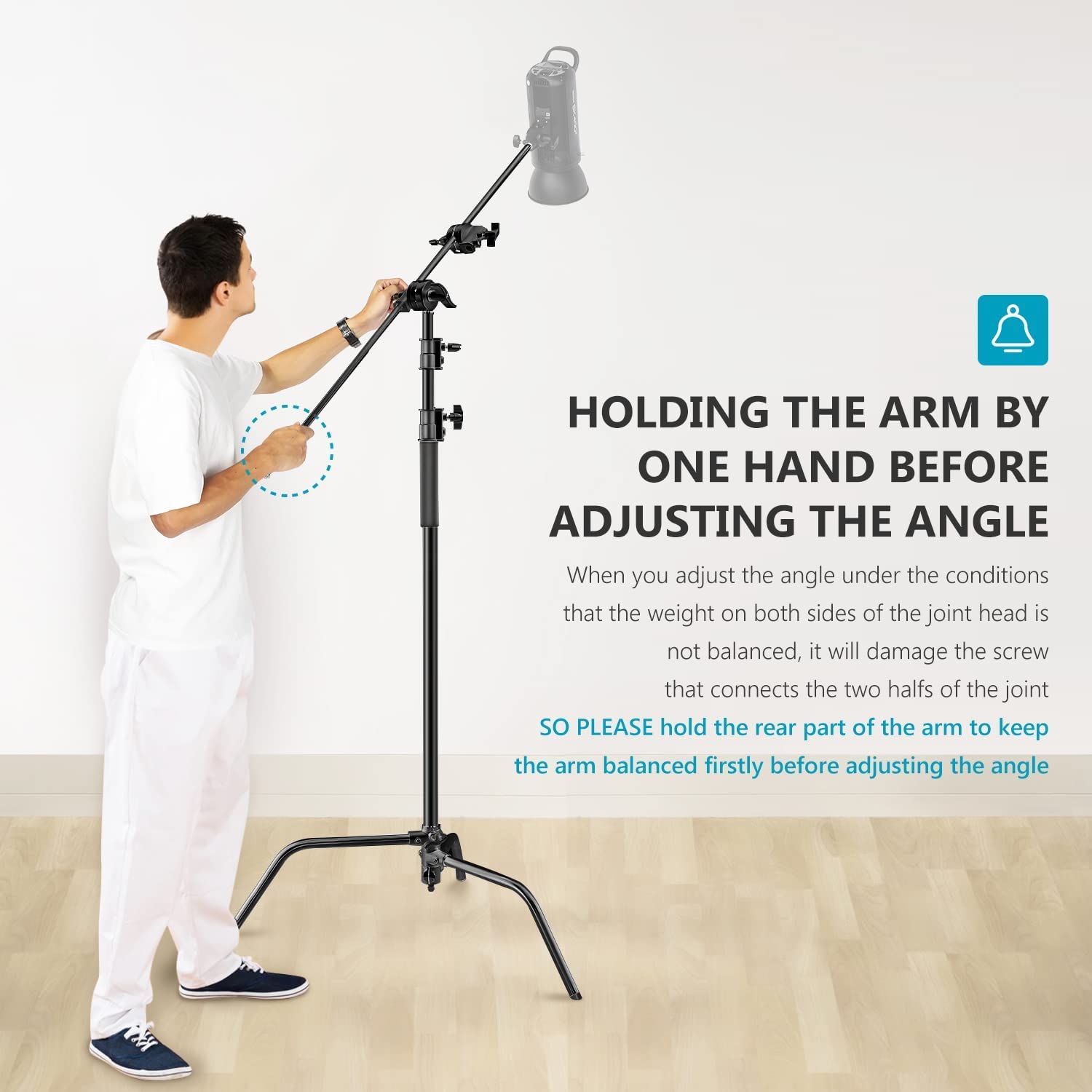 Neewer Photo Studio Heavy Duty 10 feet/3 meters Adjustable C-Stand, 3.5 feet/1 meter Holding Arm, 2 Pieces Grip Head for Video Reflector, Monolight and Other Photographic Equipment (Black)