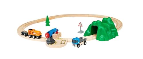 BRIO Starter Lift&Load Set Wooden Toy Train Durable | Child Safe | Encourages Creativity | Compatible with All Wooden Railway Sets | Includes Engine, Lorry, Wagon, Track and More