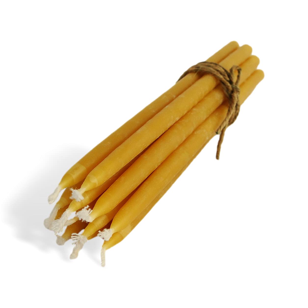 BCandle 100% Beeswax 2-hour Candles Organic Hand Made - 7 1/2 Inch Tall, 3/8 Inch Diameter (Pack of 12), Porcelain Candle Holder