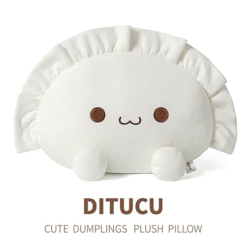 Ditucu Cute Dumpling Plush Pillow Funny Food Soup Dumpling Plushie Kawaii Stuffed Aniamls Toys Hugging Gifts for Kids White 14 inch
