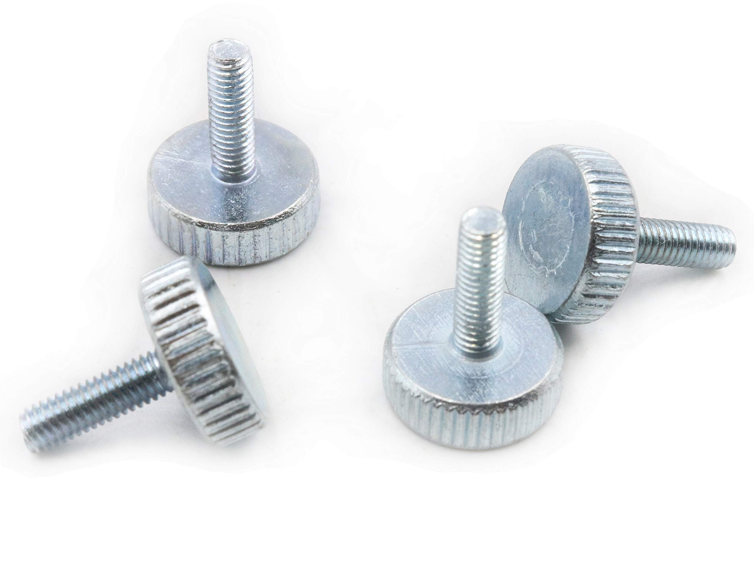LBY 30pcs Knurled Hand Screw, M3 x 10mm Flat Knurled Head Fully Threaded Thumb Screws(Single Layer Step), Carbon Steel Galvanize