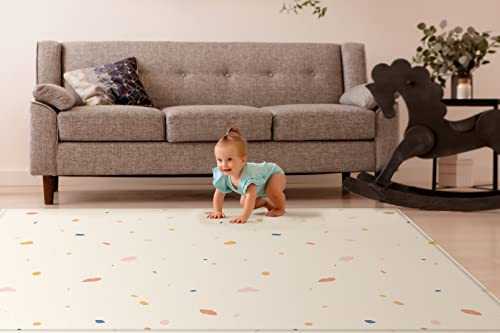 Parklon LaPure Soft Cushioned Baby Play Mat (Jelly Terrazzo + Sage Beige, One-Piece, Reversible, Water Resistant, Large)