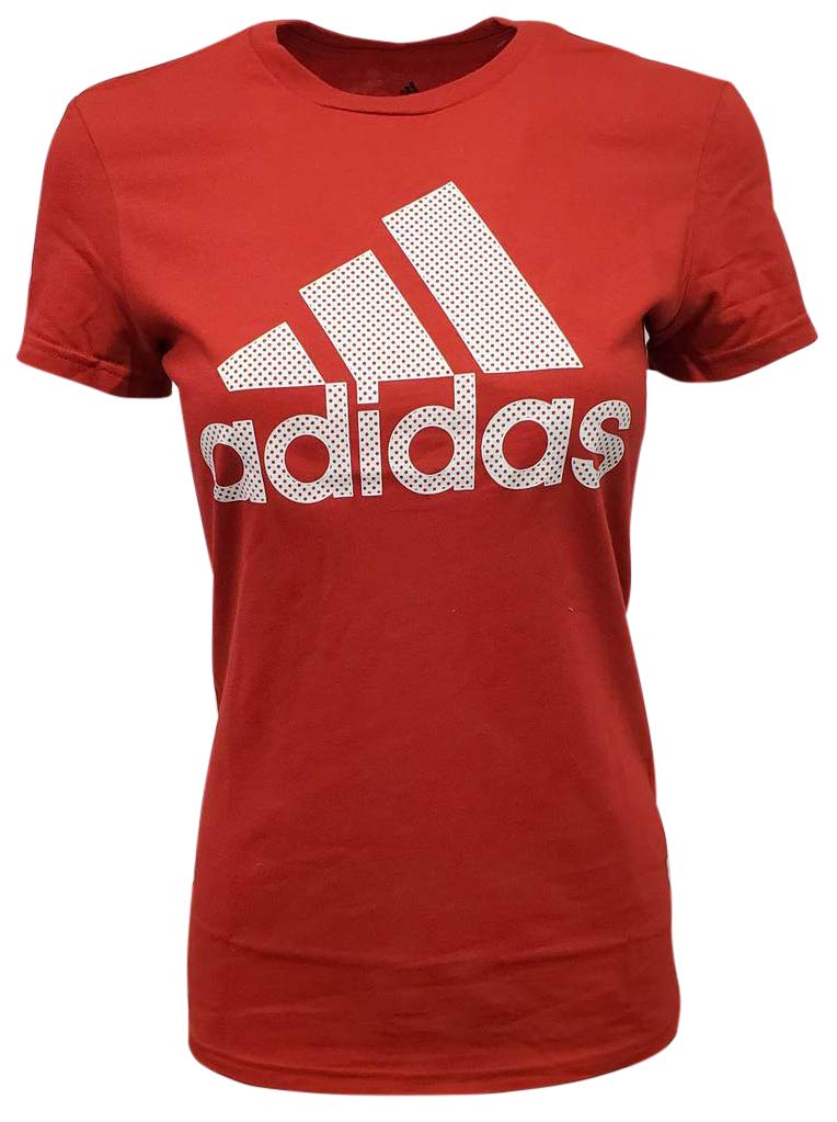 adidas Women's Badge of Sport Tee (Large, Red/White (Mesh Logo))
