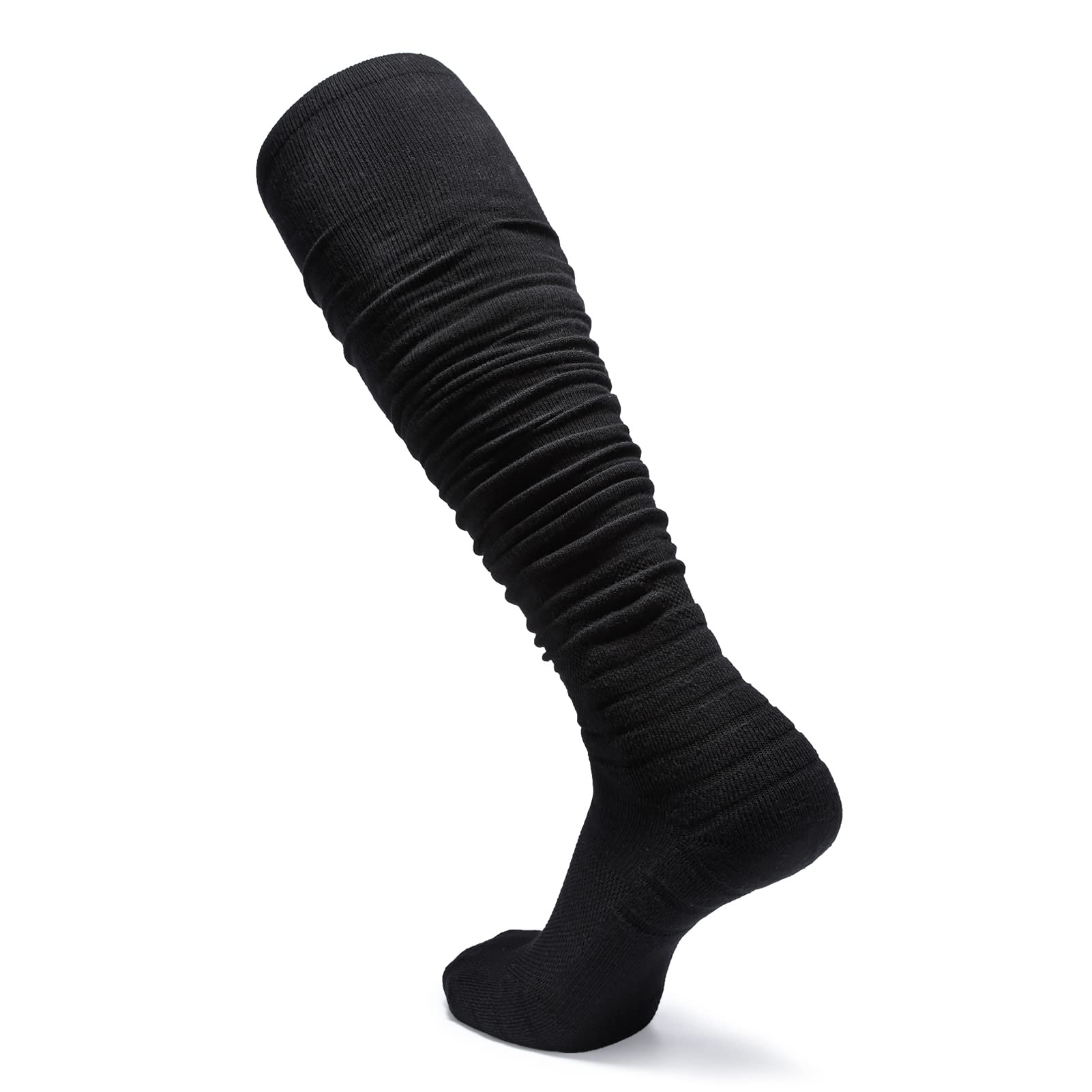 AK SOK Two Pairs Extra Long Football Socks,Men's Athletic Socks,Tight Sports Socks for Men & Boys (as1, alpha, l, regular, regular, Black)