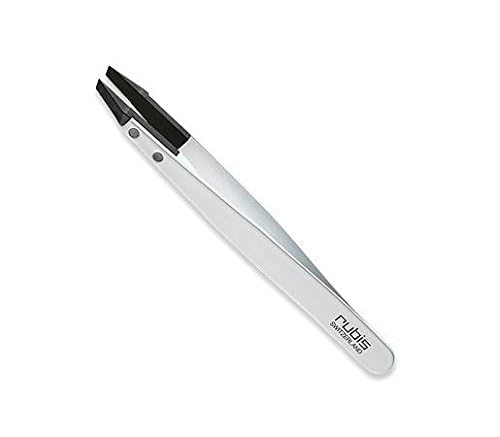 Rubis Classic Techno Stainless Steel Tweezers for Precise Eyebrows and Hair Removal Slanted Polymer Tips, 1KS105, White,Rubis Switzerland Swiss Made World Renowned Precision