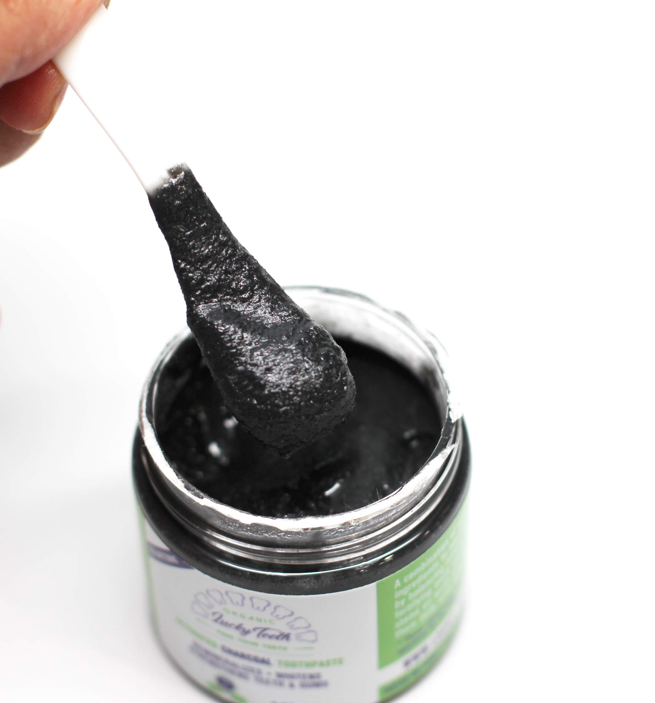Lucky Teeth Organic Toothpaste- Mixed -Charcoal + Regular (White) -All Natural, Remineralizes and Fortifies Teeth and Gums. (2 Bottles) (2 OZ PET Plastic)