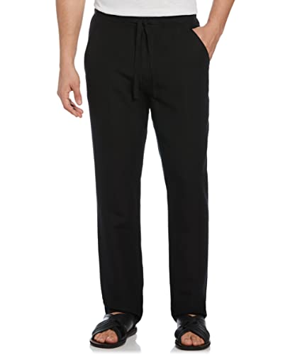 Cubavera Men's Linen-Blend Pants With Drawstring (Size Small - 5X Big & Tall), Jet Black, Large/30" Inseam