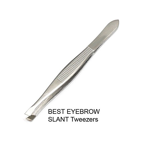 Luxxii (3 Pack) Tweezers Set - Stainless Steel Slant Tip, Flat, Point Tweezers Hair Plucker for Hair and Eyebrows Personal Care (A)