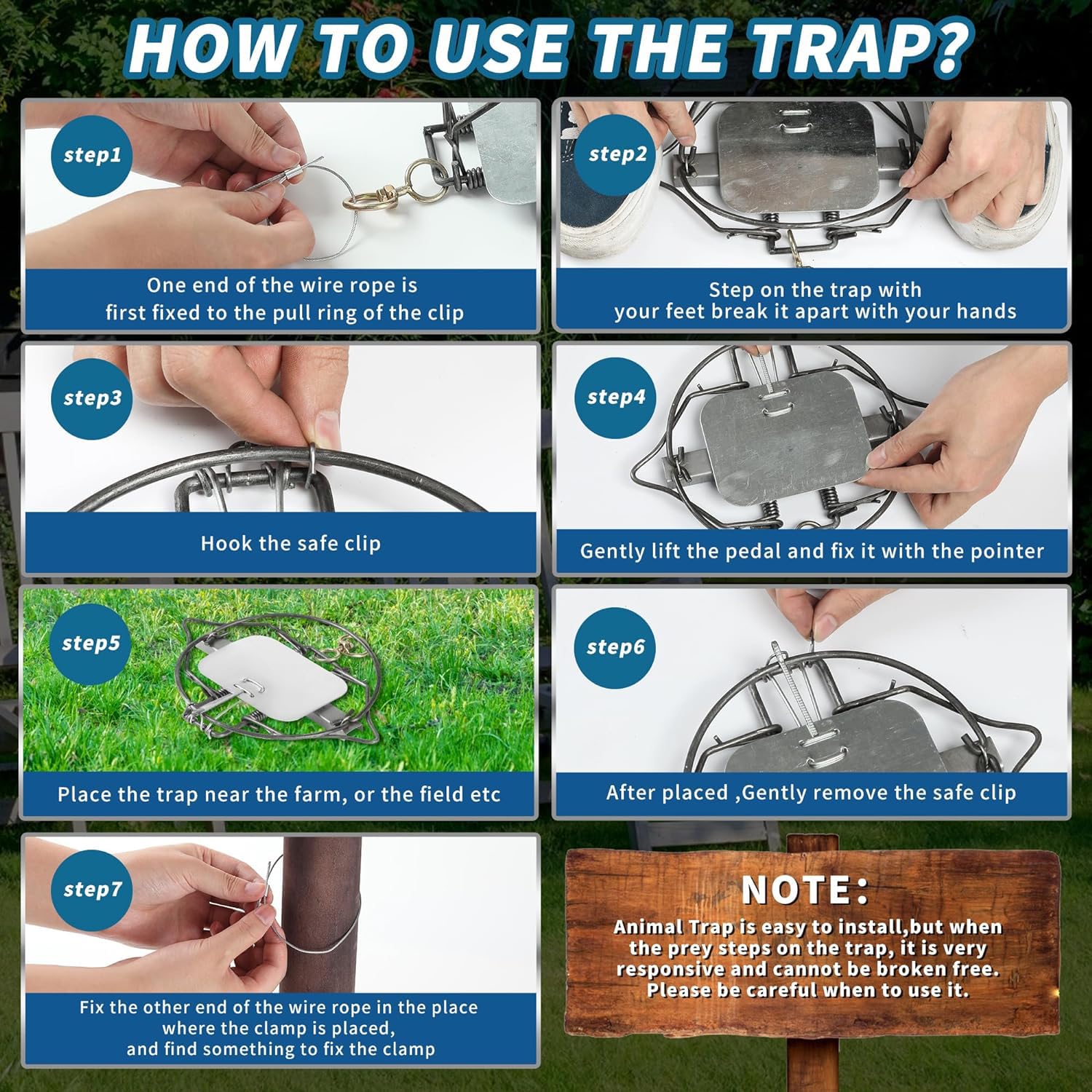 𝐚𝐧𝐢𝐦𝐚𝐥 𝐭𝐫𝐚𝐩 2 Packer Outdoor Spring Trap Easy Set Weather-Resistant Outdoor Durable Reusable Trap Solid Metal Outdoor Trap for Home & Yard & Garden… (5in - 2 Packer)