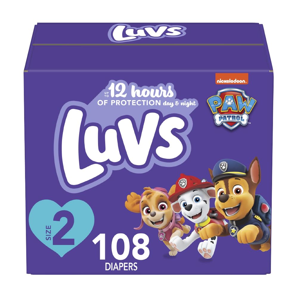 Luvs Size 2 Baby Diapers, Platinum Protection Bluey Diapers for Day & Night, Size 2, 108 Count (Packaging May Vary)