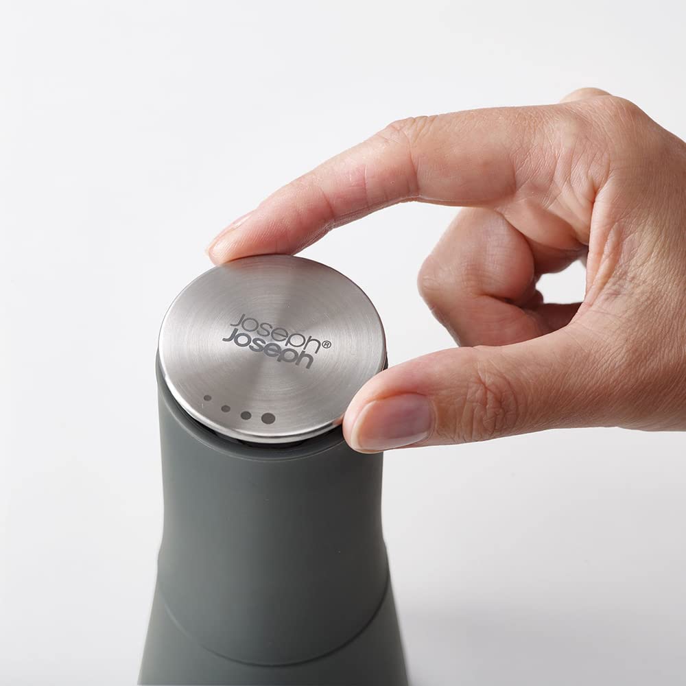 Joseph Joseph Milltop Salt and Pepper Grinder Set with Adjustable Grind Size Coarseness, Dark Gray/White, 2-piece