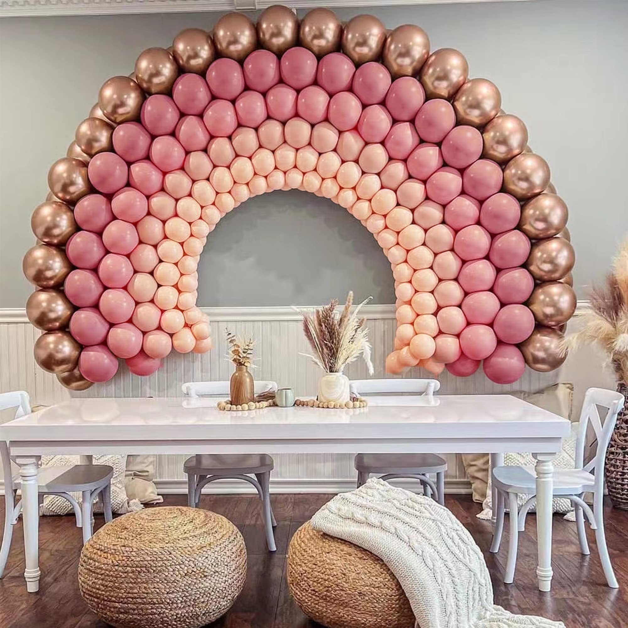 Boho Pink Balloons Arch Garland Kit with Double Stuffed Dusty Rose Gold Balloons Decorations for Boho Wedding Baby Shower Bridal Engagement Valentine's Day Anniversary Birthday Party Decorations