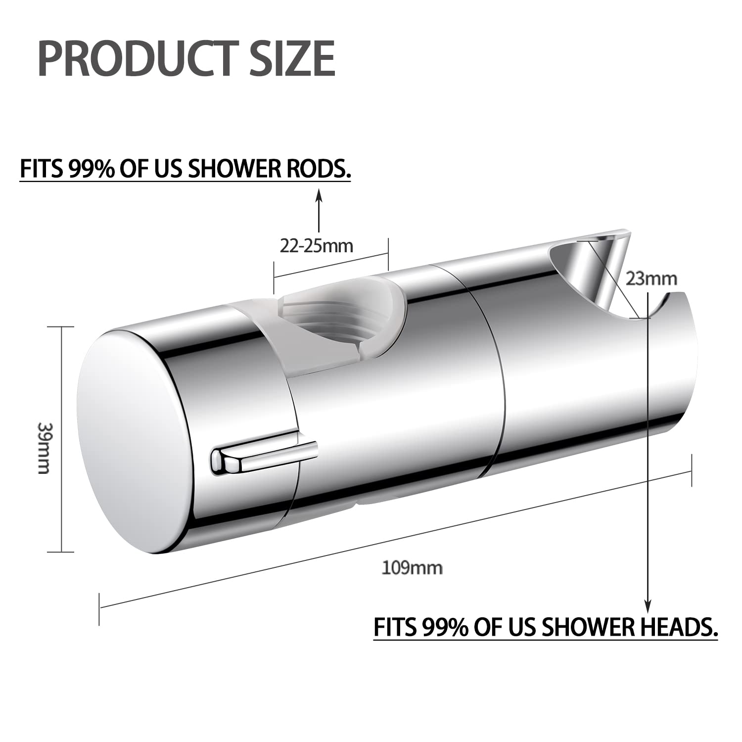Bafeel Shower Head Holder for Slide Bar, Universal Adjustable Shower Holder Bracket Set with Cylindrical Design, Replacement Shower Hose Clamp for Bathroom (D22-Chrome)