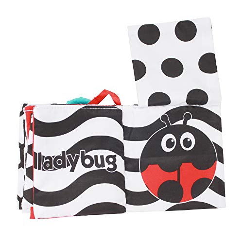 Sassy Peek-a-Boo Activity Book with Attachable Link for On-The-Go Travel | Black & White | for Ages Newborn and Up