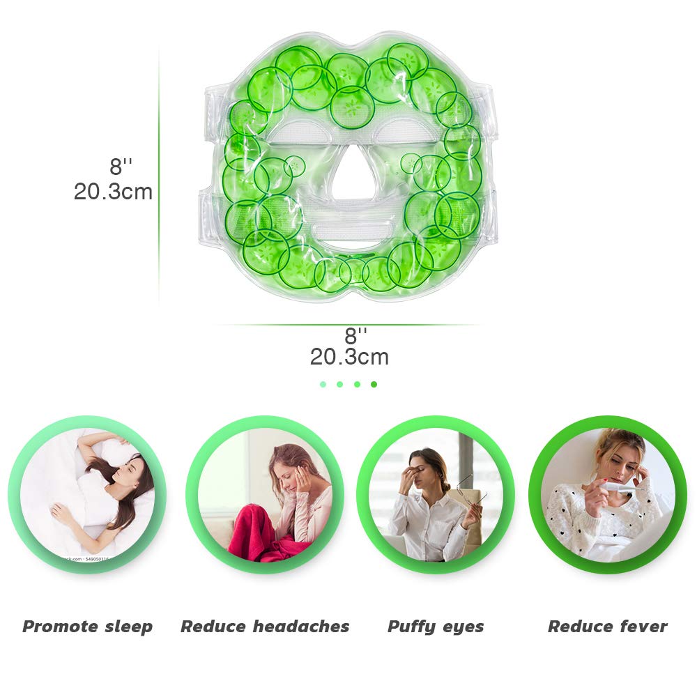 Face Ice Gel Pack with Wrap - Reusable Hot Cold Compress for Skin Care, Puffiness Eyes, Swollen Face, Cold Face Mask Gel Pack Pain Relief for Migraines, Injuries, Inflammation, Sinus Headaches, Stress