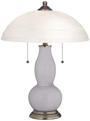 Color + Plus Swanky Gray Gourd-Shaped Table Lamp with Alabaster Shade