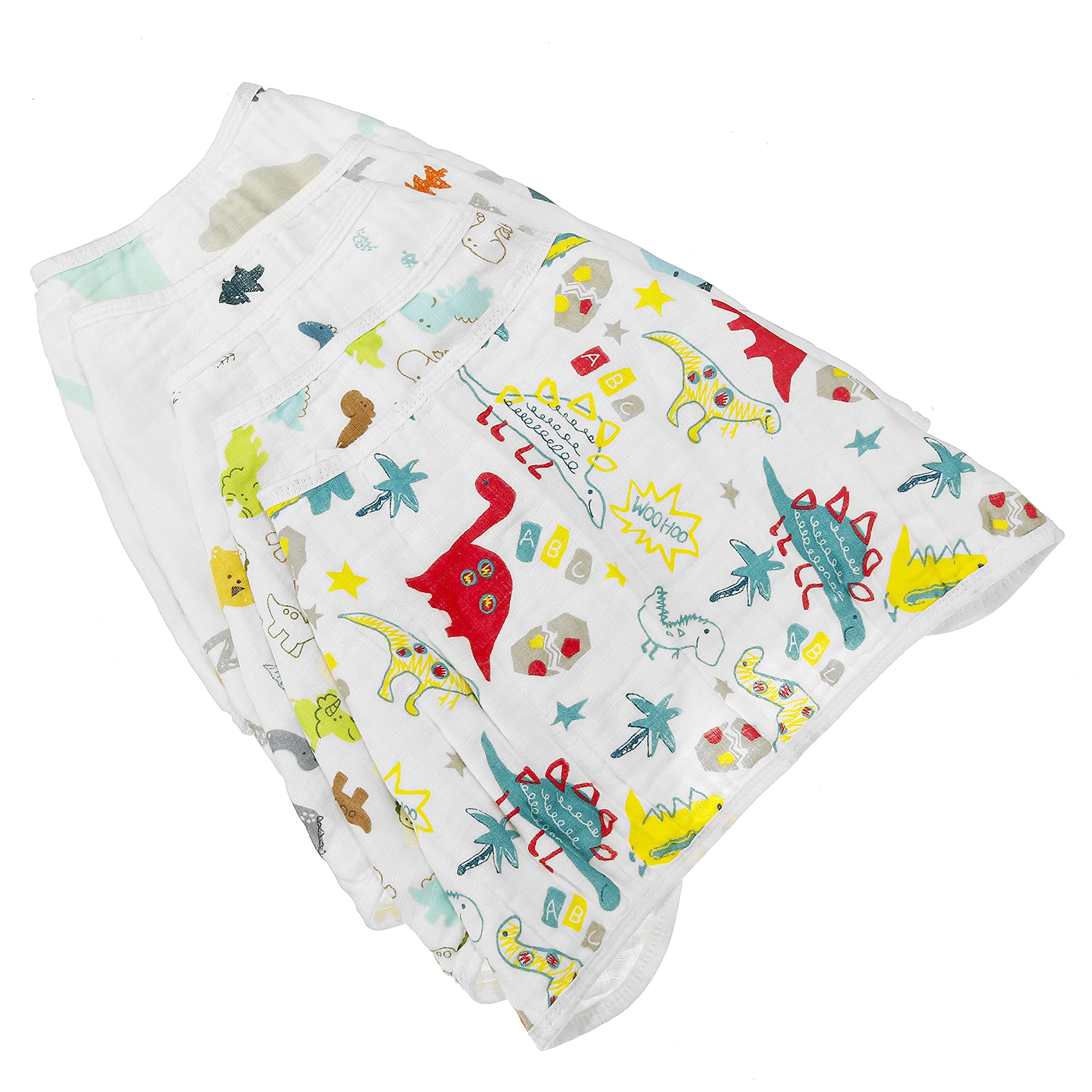 ShoppeWatch Muslin Burp Cloths Baby Burping Bibs 100% Organic Cotton 5-Pack Large 6 Layers Thick Soft Absorbent Cloth Spit Up Dribble Towels Rags for Newborns & Babies Unisex Shower Gift BB20