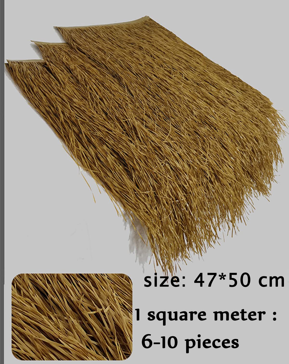 SHAZHU Duck Blind Grass Tiki Straw Roof 47x50cm Artificial Thatch Mexican Tiki Hut Palm Thatch Rolls for Tiki Umbrella Covers Mini Bar Palapa Thatch Roofs(Size:10pcs)