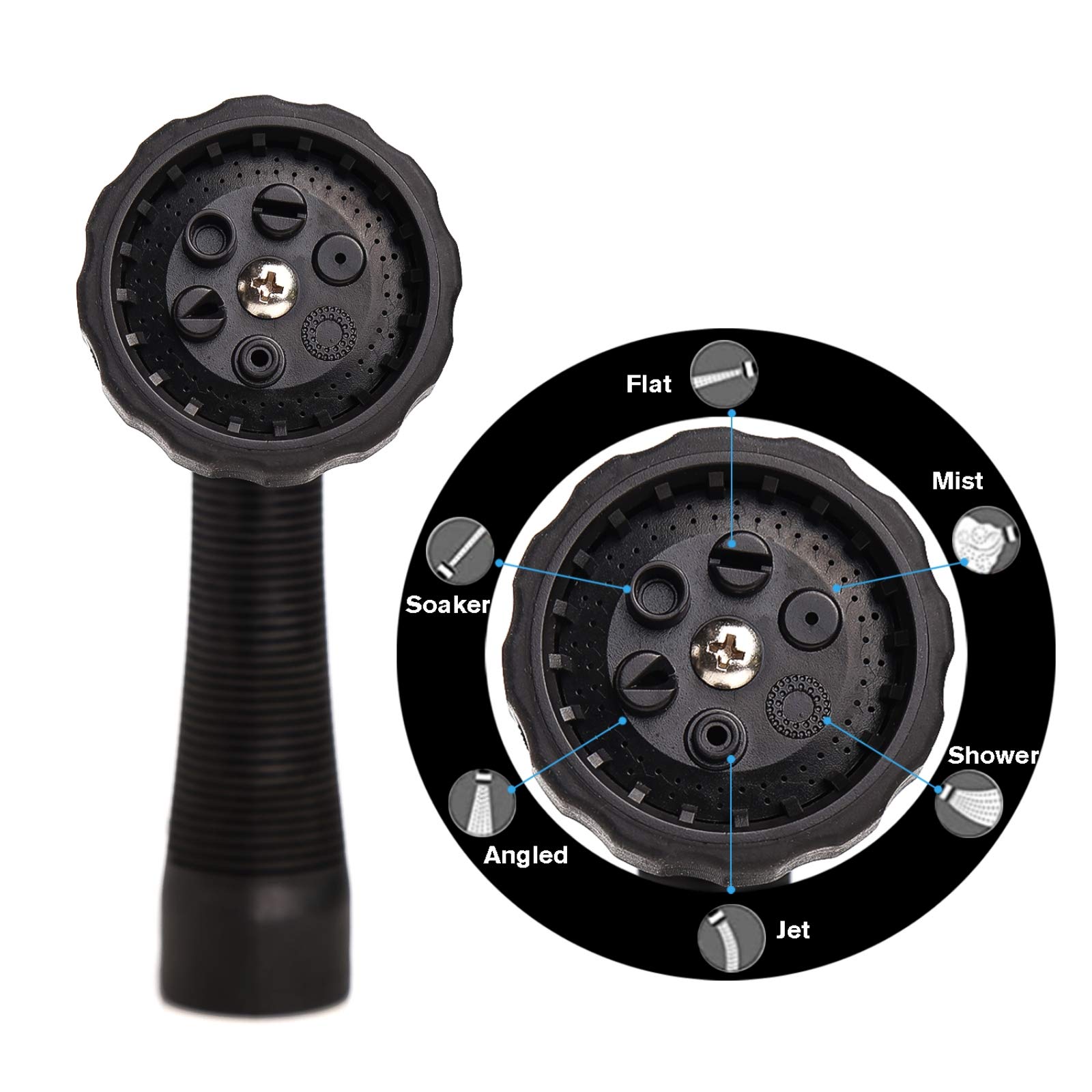GREEN MOUNT Water Hose Nozzle Spray Nozzle, Metal Garden Hose Nozzle with Adjustable Spray Patterns, Perfect for Watering Plants, Washing Cars