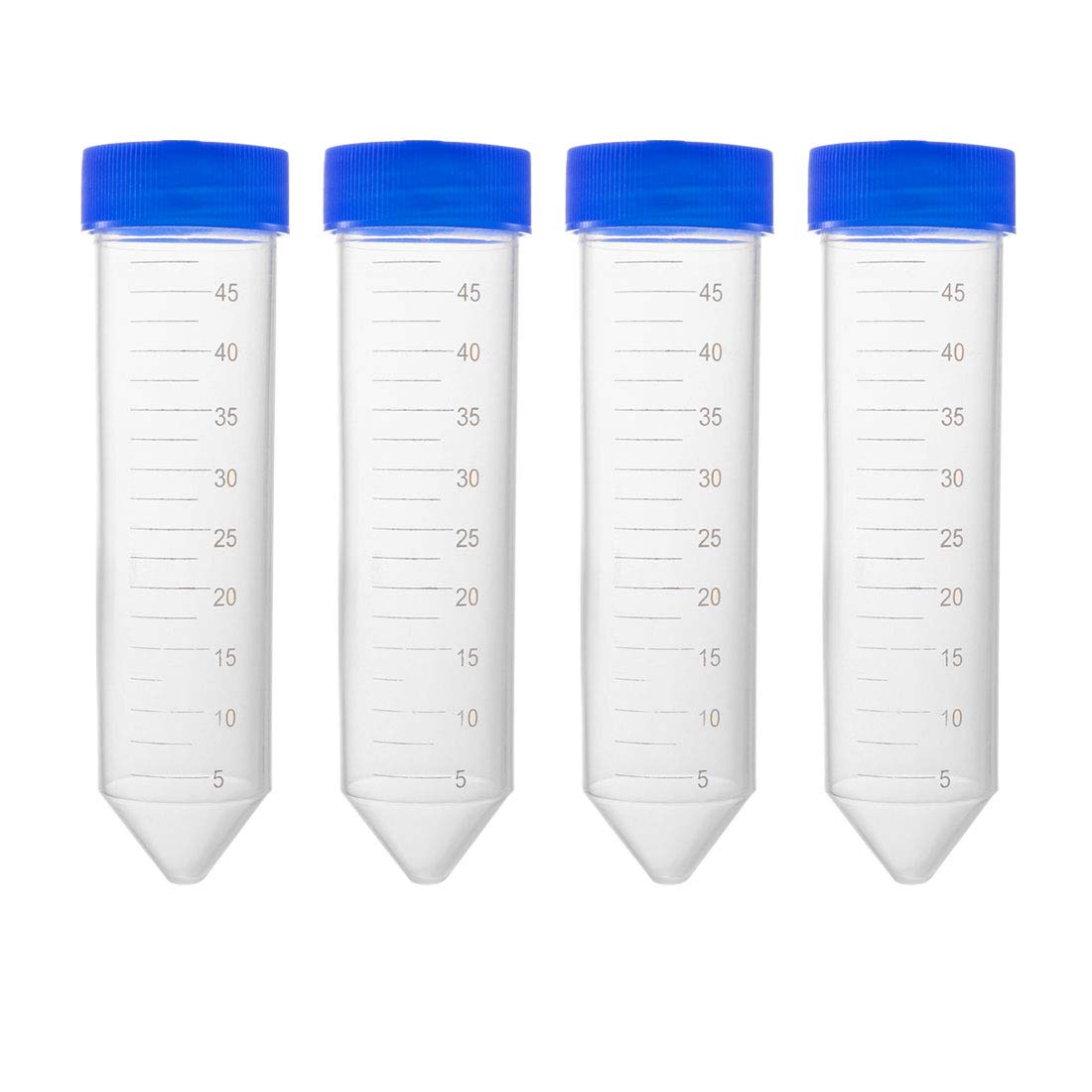 uxcell 10 Pcs 45ml Plastic Centrifuge Tubes with Screw-on Cap, Polypropylene Graduated Micro Centrifuge Tube, Conical Bottom, Blue, Storage Container for Beads Sample Lab