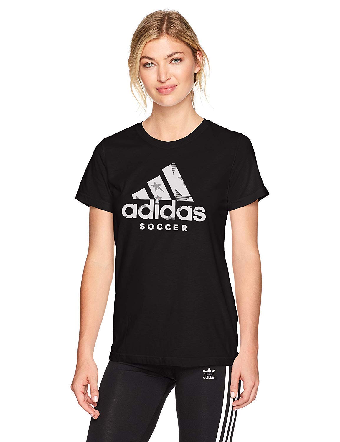 adidas womens Badge of Sport Graphic Tee Black Large