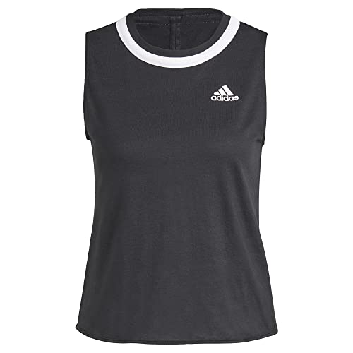 adidas womens Club Knot Tank Black/White Large