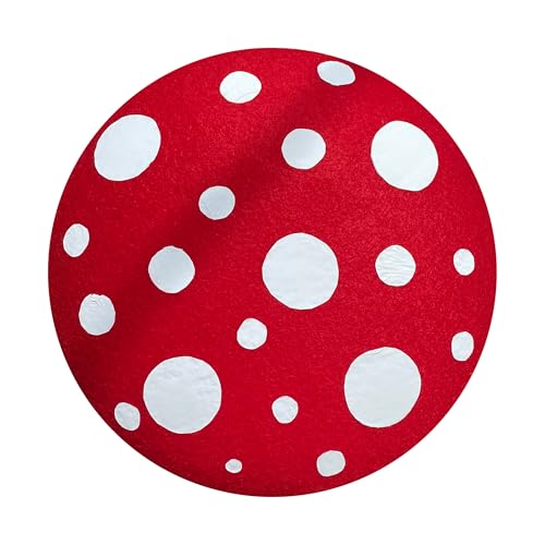 HYGCO Mushroom Stool, Kids Stool, Soft 4-inch Plush Foam Stool, Mushroom Designed Upholstery Seat Comfortable Stool, Ottoman Foot Stool, Handmade Sturdy Lightweight (Red Polka Dot)
