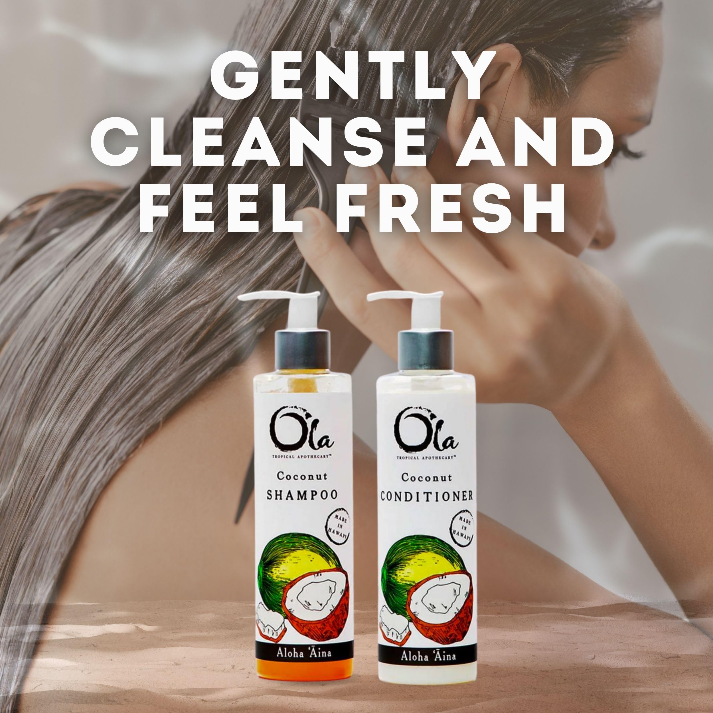 Tropical Apothecary Ola Coconut Organic Shampoo and Conditioner Hair Pair Combo - 8 Fl Oz each