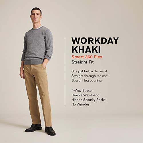 Dockers Men's Straight Fit Workday Smart 360 Flex Pants (Regular and Big & Tall), New British Khaki, 38W x 32L