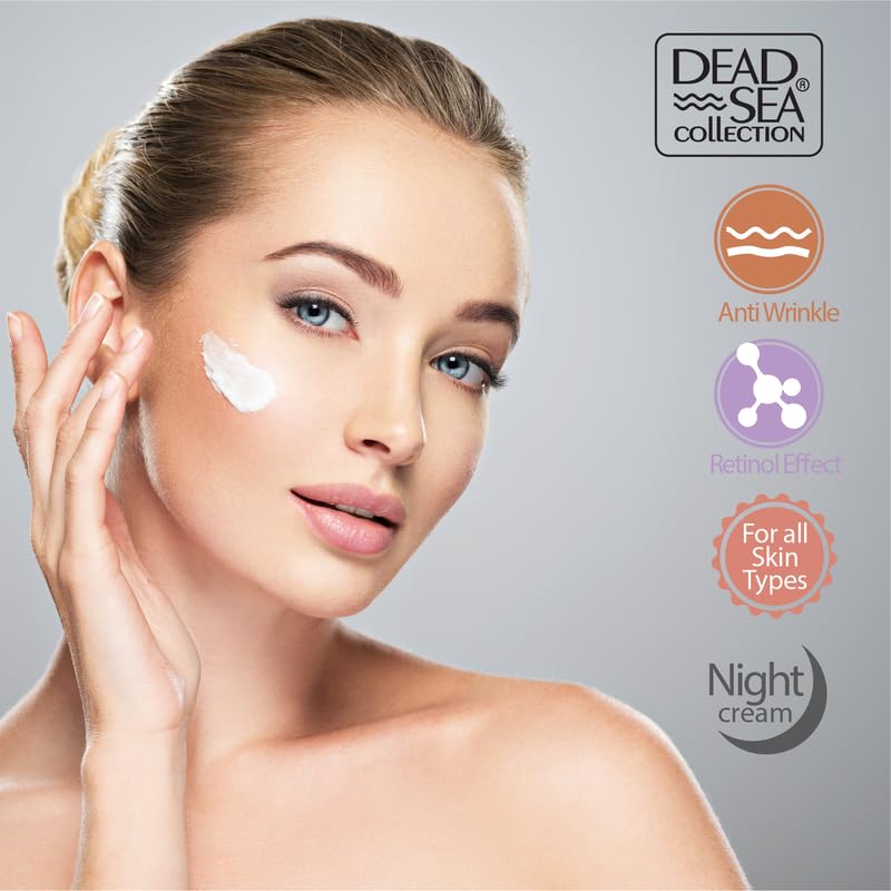 Dead Sea Collection Anti-Wrinkle Night Cream for Face with Retinol and Sea Minerals - Nourishing and Moisturizer Face Cream (1.69 fl.oz)