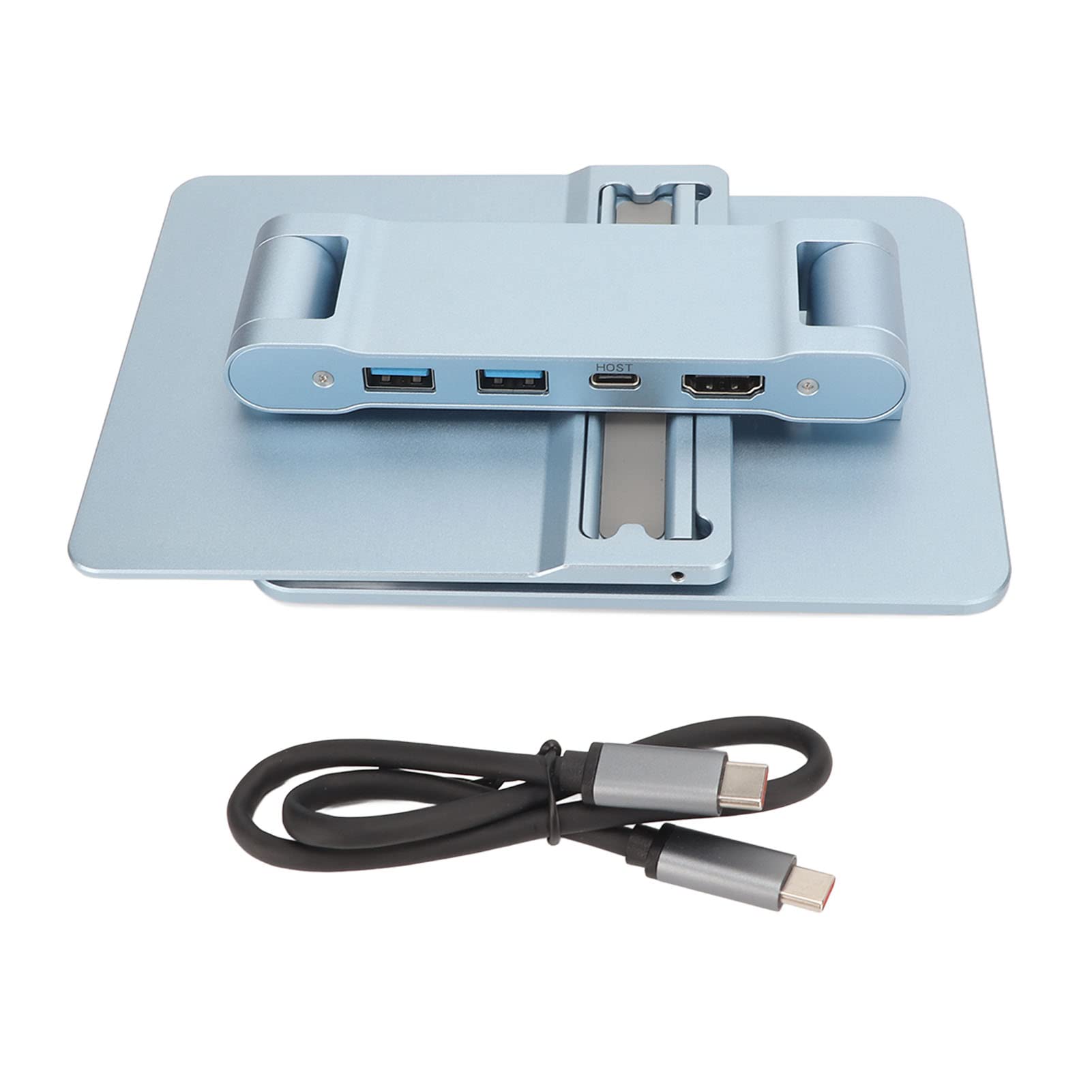 Acogedor 8 in 1 USB C Hub Stand Holder, with Foldable Tablet Stand, 1 4K 30Hz HD Multimedia Interface, 2 USB A, 1 USB C, 1 Storage/Memory Card Slot, 1 3.5mm Audio, 1 PD, 1 Host