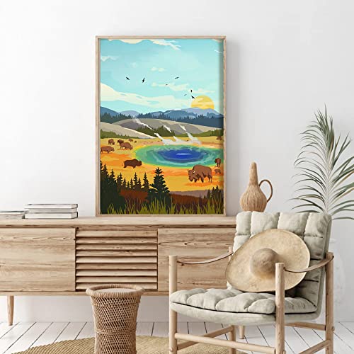 cupmod 6 Packs Paint by Number for Adults Beginners,National Park Painting by Number Kits on Canvas Without Frame,Lanscape Craft Arts for Home Wall Decor