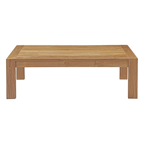 Modway Upland Teak Wood Outdoor Patio Coffee Table in Natural