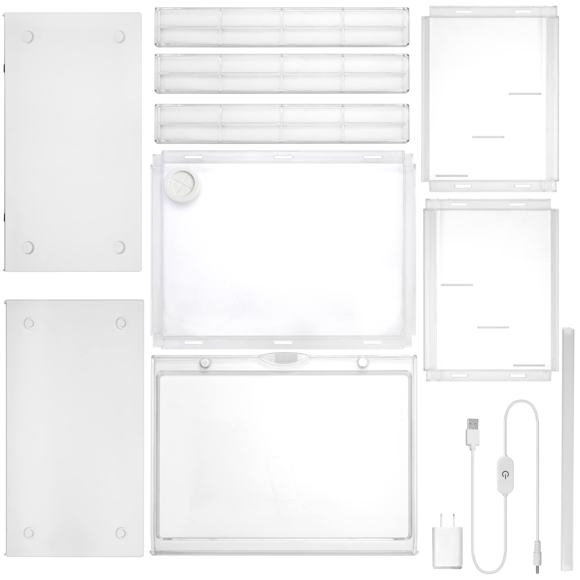 Display Case for Mini Action Figures with Lighting System for Collectible Pop Figures and Toys, 11.8 in x 9.1 in x 6.7 in Dustproof Showcase (1 Set) Transparent