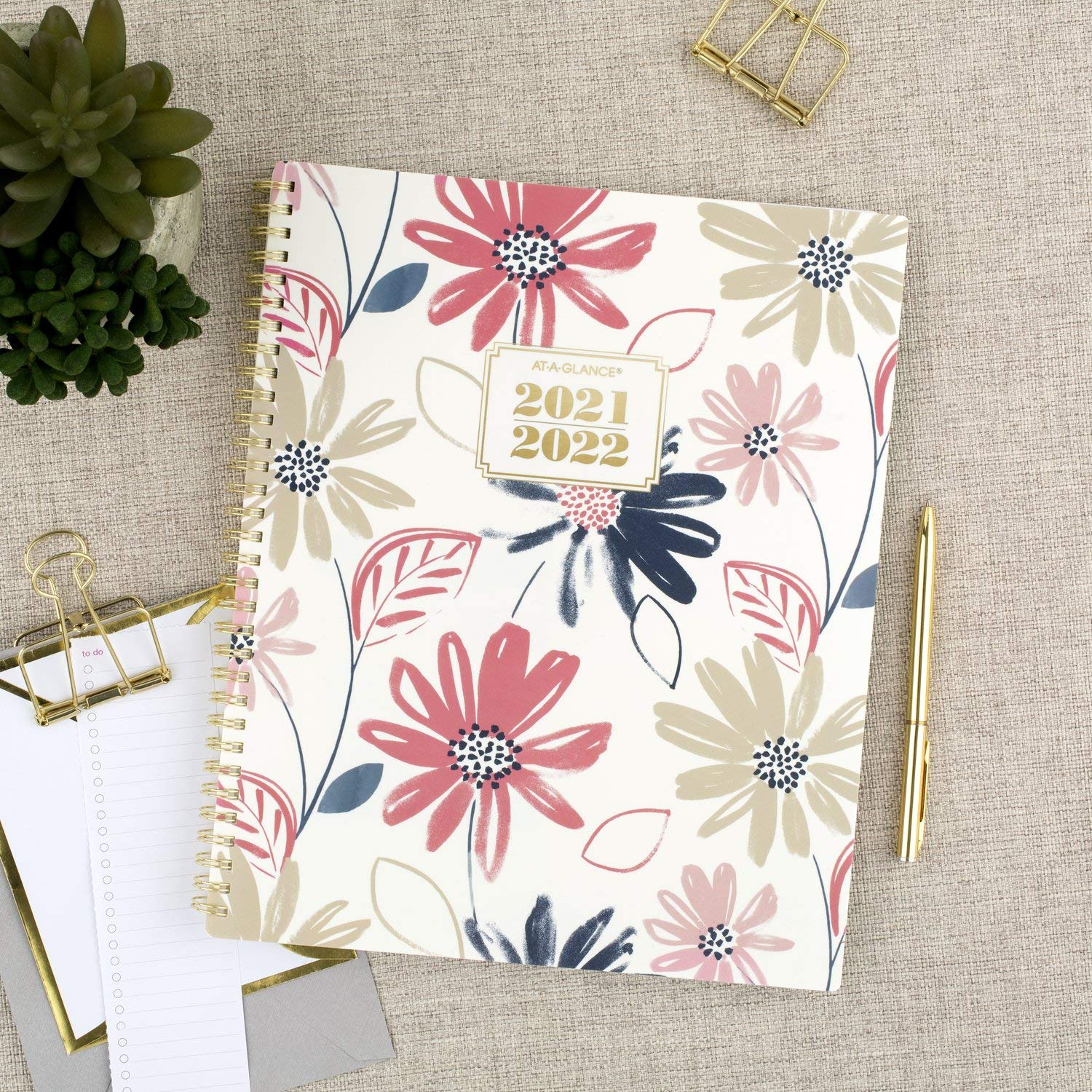 AT-A-GLANCE Academic Planner 2021-2022, AT-A-GLANCE Monthly Planner, 7" x 8-3/4", Medium, for School, Teacher, Student, Badge Floral (1535F-805A)