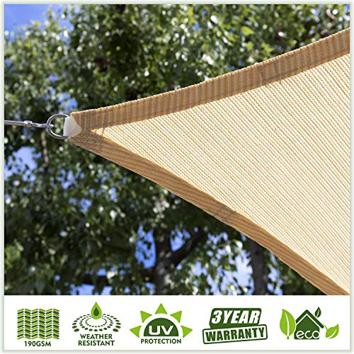 ColourTree Shade Sails 12' x 12' x 17' Beige Right Triangle CTAPRT12 Sun Shade Sail Canopy UV Block-Commercial Heavy Duty-190 GSM-3Years Warranty (We Make Custom Size)